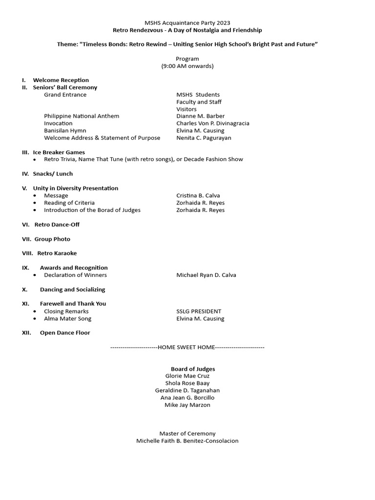 MSHS Seniors Acquaintance Party 2023 | PDF