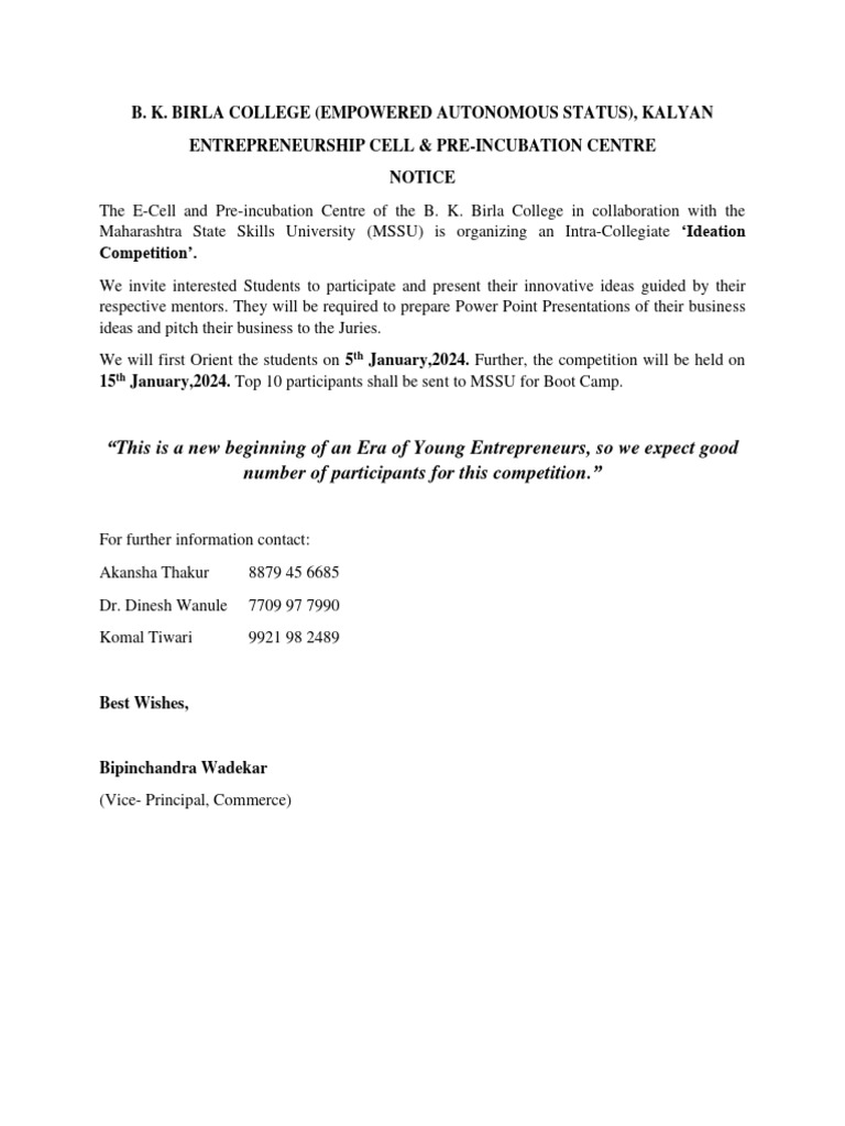 Notice for Students | PDF