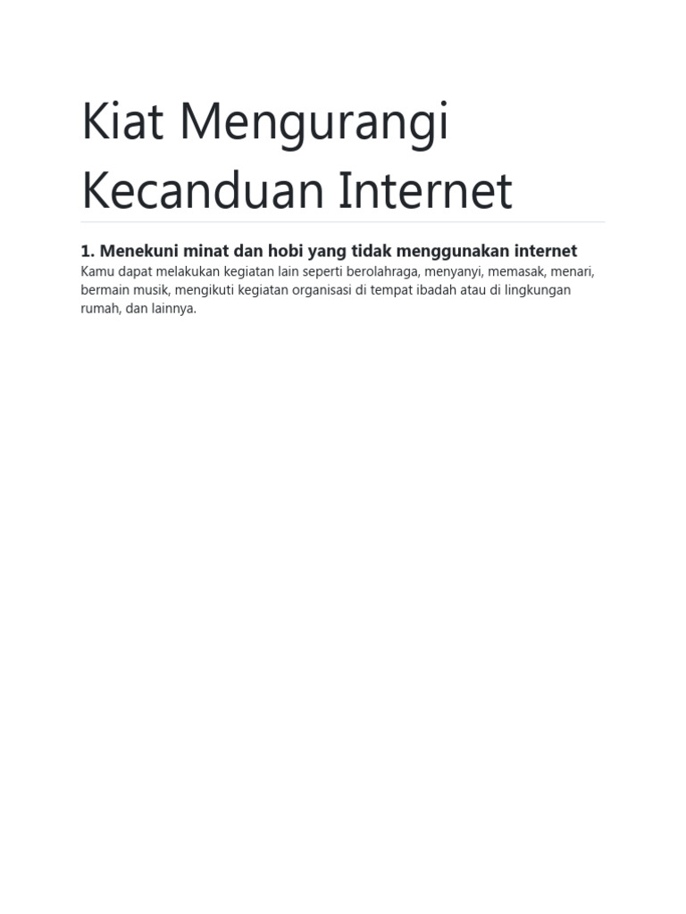 Strategi Mengatasi Kecanduan Internet Anak | PDF