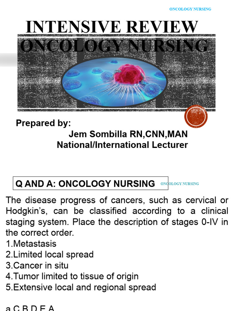 Oncology Nursing Intensive | PDF | Cancer | Metastasis