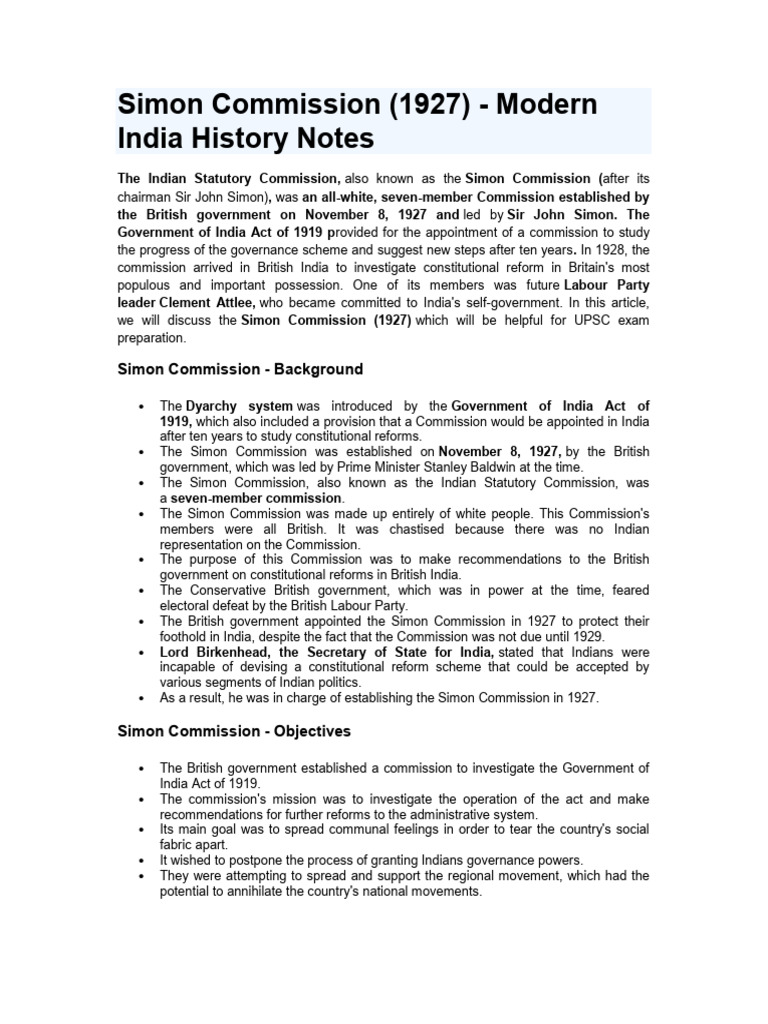 Simon Commission Report | PDF | Government | Politics Of India