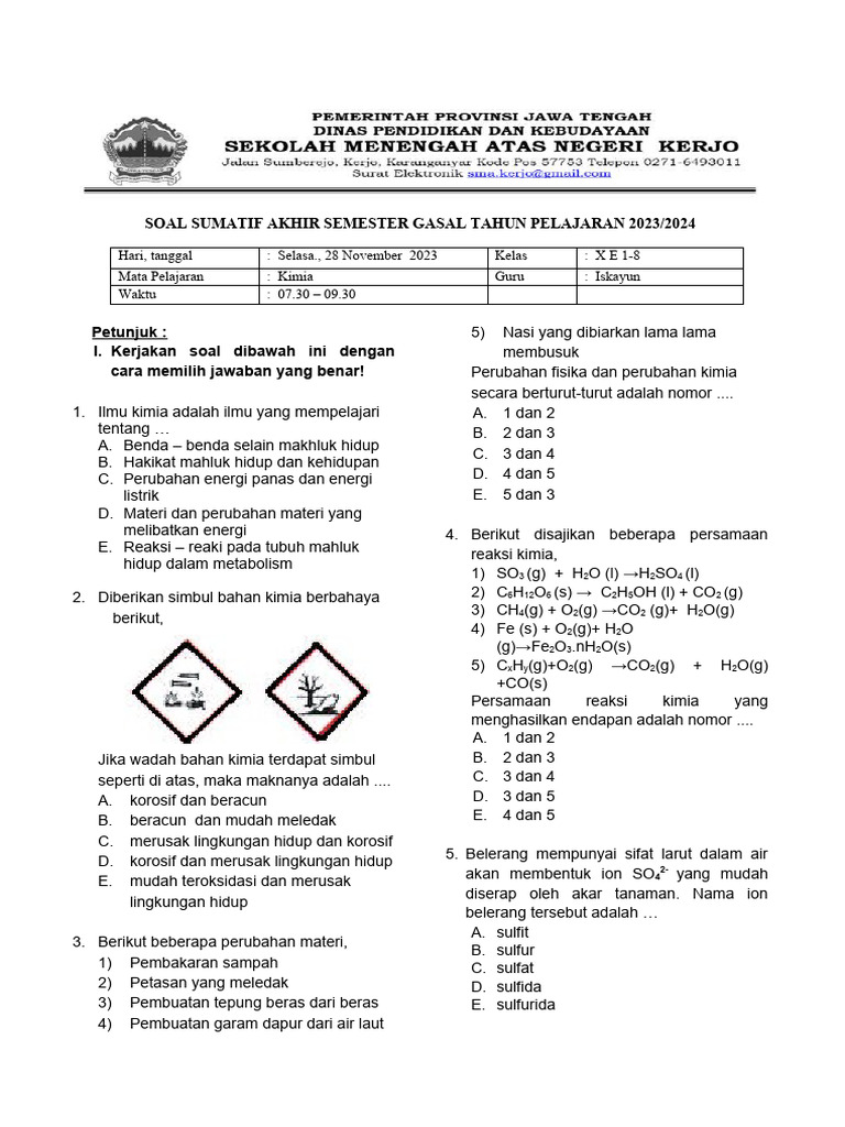 23 - Soal - Pas-Kimia-X | PDF