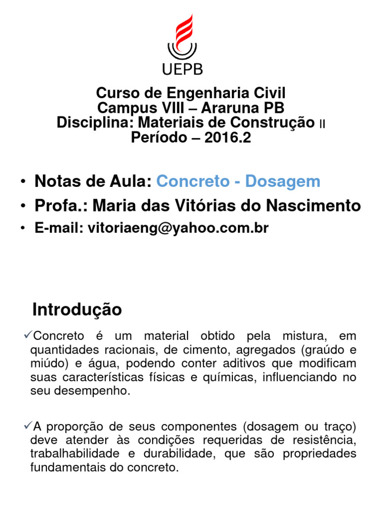 Aula10 Concreto Dosagem | PDF