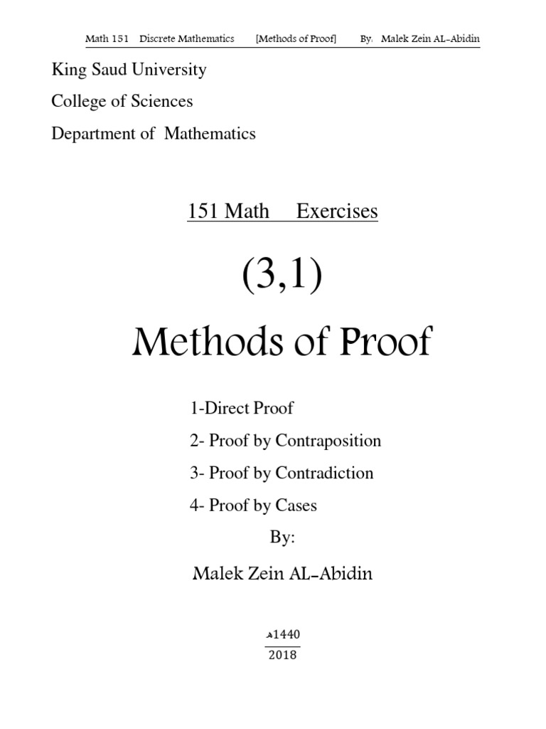 31methods of Proof | PDF | Mathematical Proof | Numbers