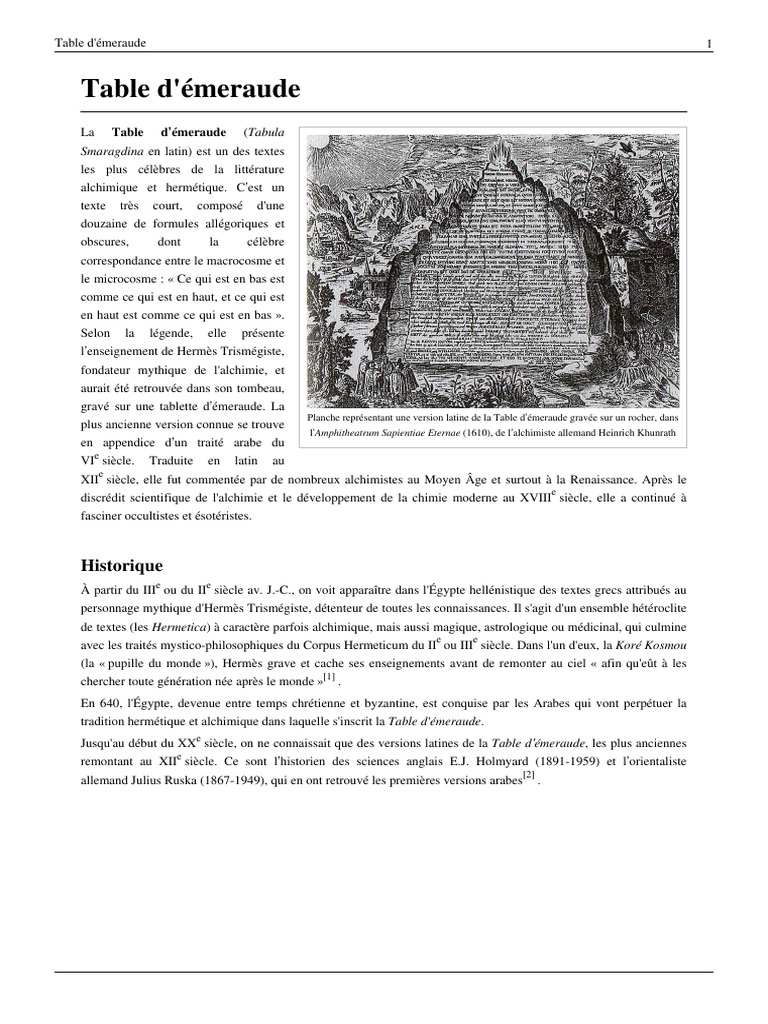 Table D'emeraude | PDF