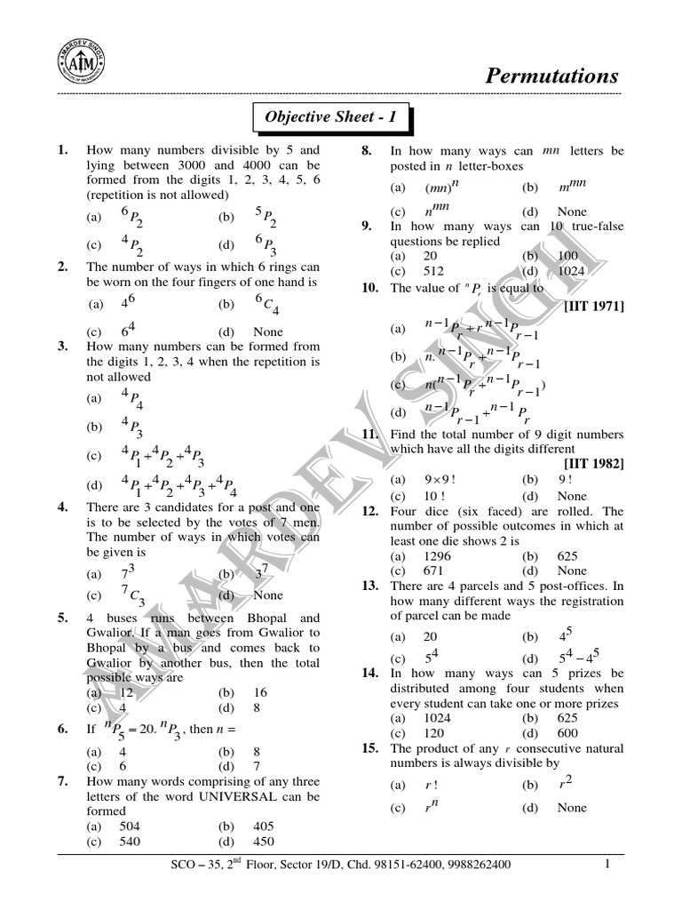 Permutation Pdf Pdf Numbers Permutation