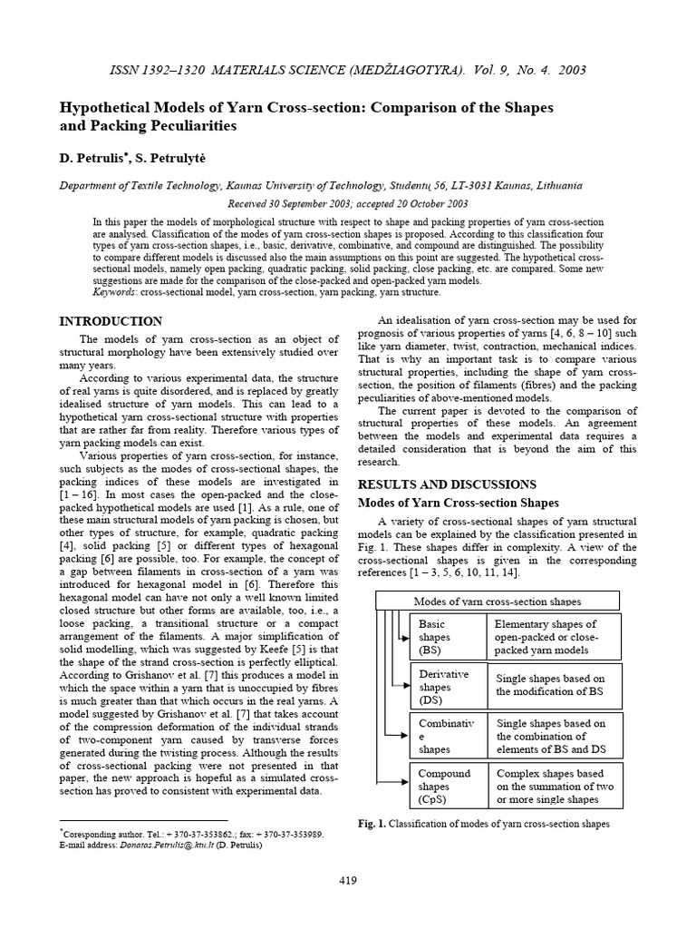 Yarn Cross-Section Models Comparison | PDF | Yarn | Textiles