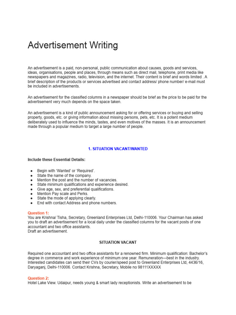 Advertisement Writing | PDF | Advertising