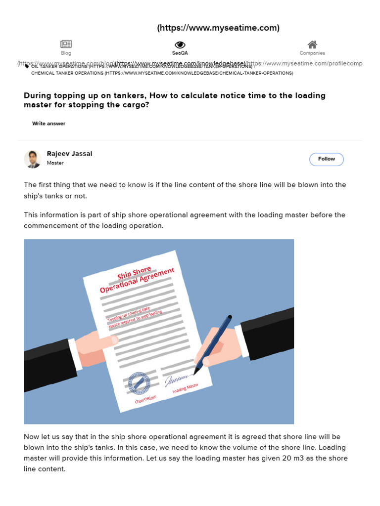 Calculating Notice Time for Tanker Loading | PDF | Oil Tanker ...