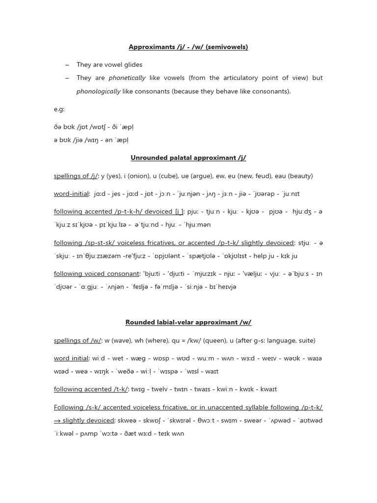 Approximants | PDF | Consonant | Phonetics