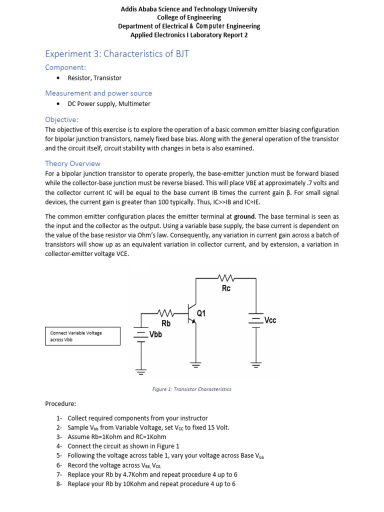 Lab - 2 - BJT Char & DC Biasing | PDF