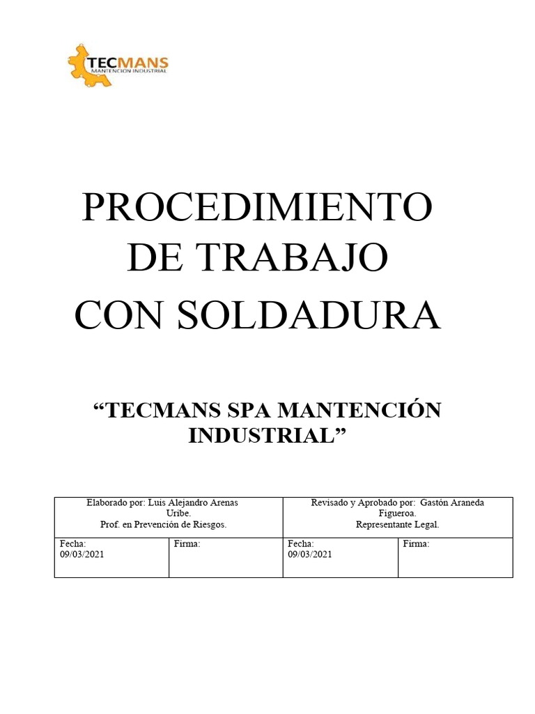 PTS-PR-08 Procedimiento Trabajos Con Soldadura | PDF | Soldadura | Construcción
