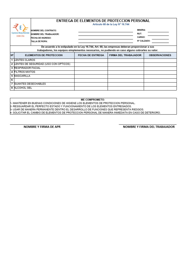 Control Entrega Epp | PDF