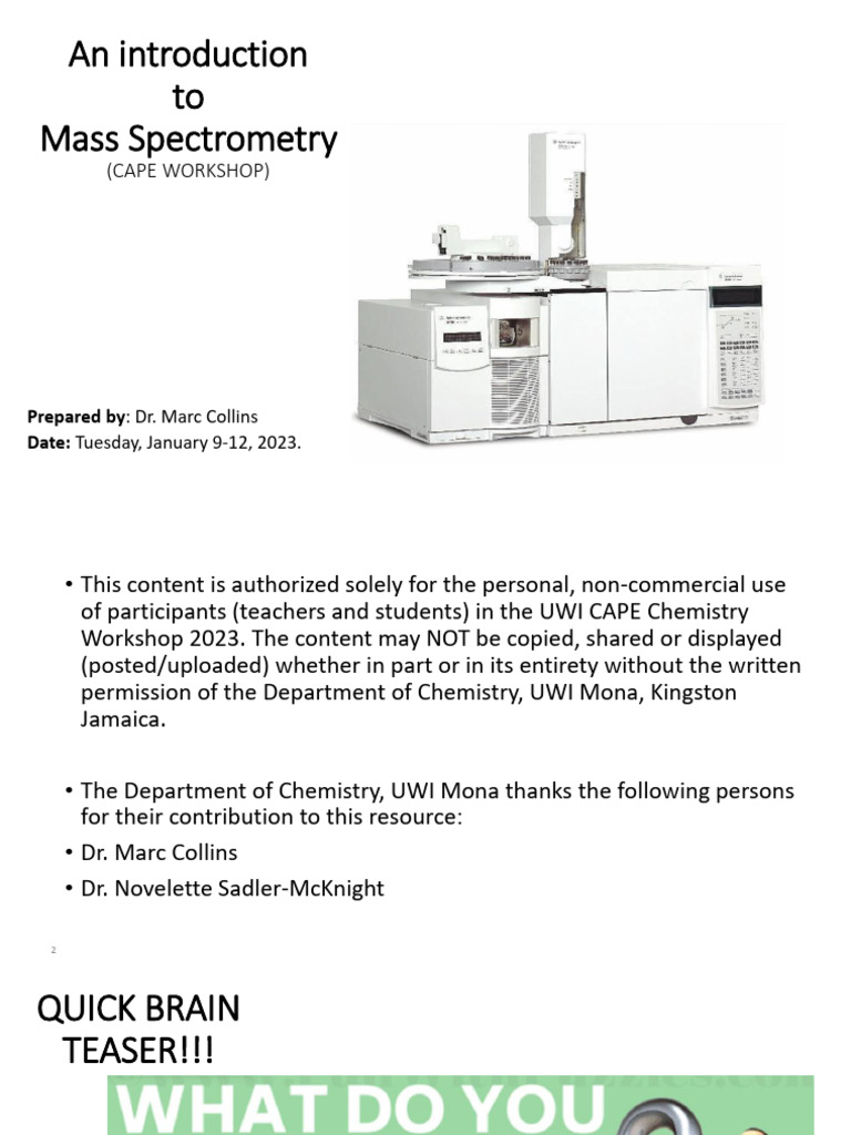 Introduction to Mass Spectrometry Basics | PDF | Mass Spectrometry ...