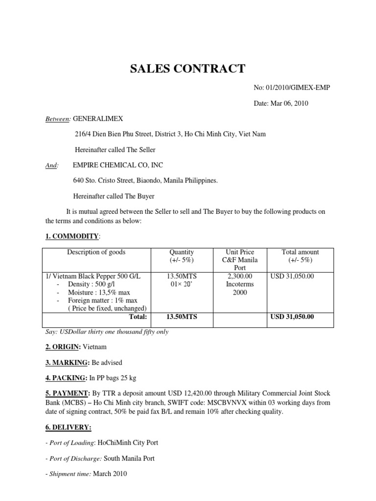 Sales Contract