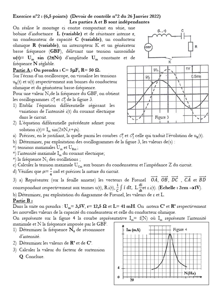 Exercice Devoirs RLC Forcee 2018 2020 2022 | PDF