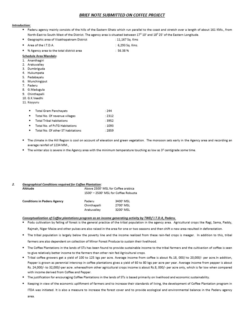 Paderu Coffee Project Overview | PDF