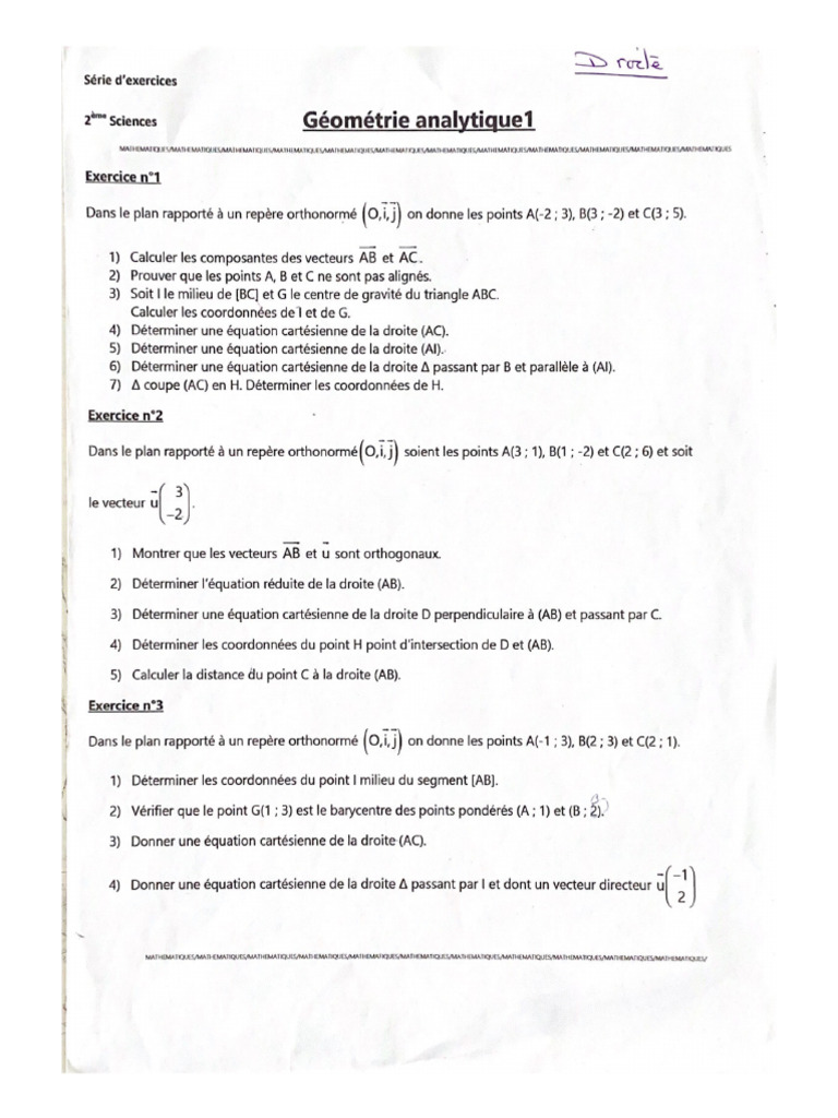 Geometrie Analytique 1 | PDF