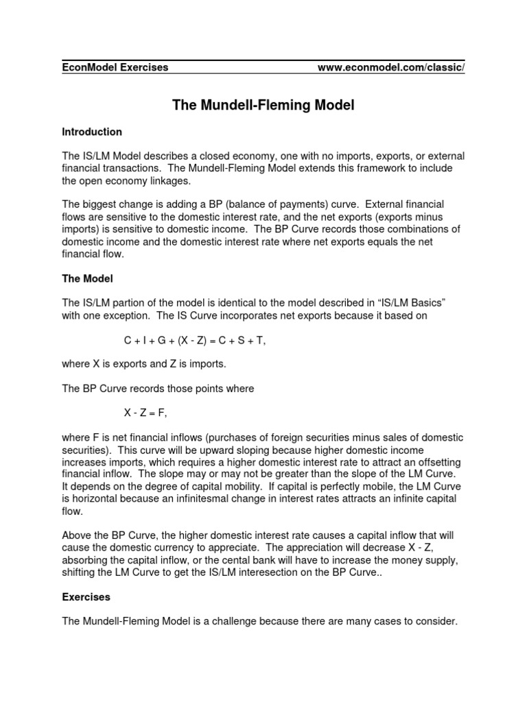 The Mundell-Fleming Model: Econmodel Exercises | PDF | Economies ...