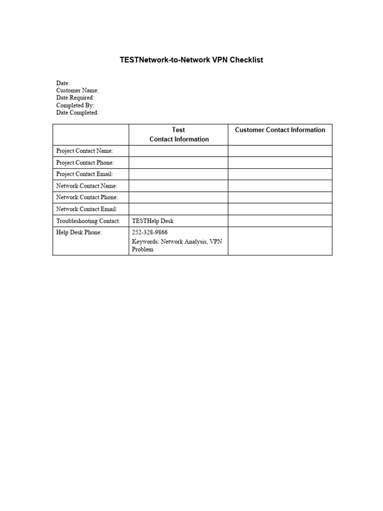 VPN Tunnel Form | PDF