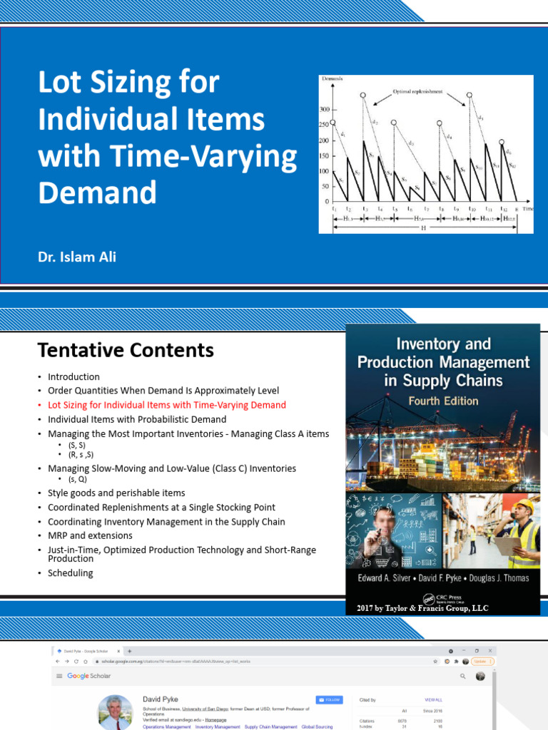 03 - Lot Sizing for Individual Items With Time-Varying Demand (1) | PDF | Mathematical ...
