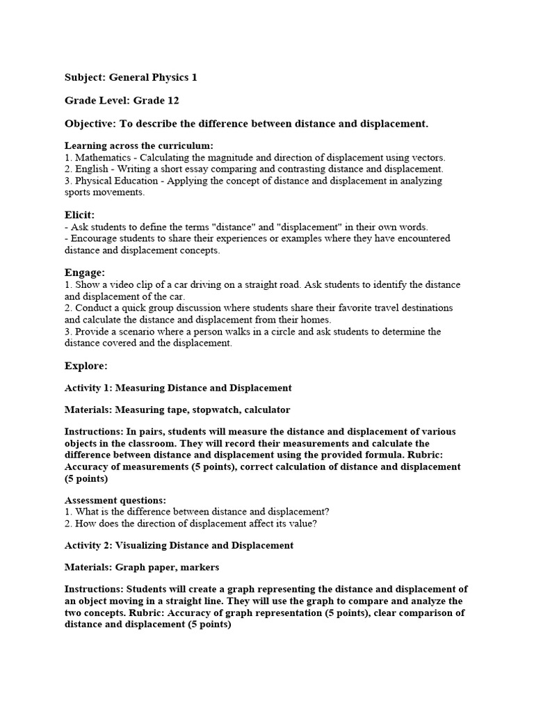 Lesson Planphysics | PDF | Distance | Measurement
