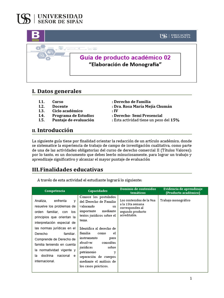 Guia Producto Academico 02 FAMILIAA | PDF