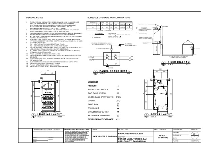 Riser Diagram: General Notes Schedule of Loads and Computations | PDF ...