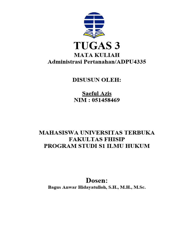 Administrasi Pertanahan UT | PDF