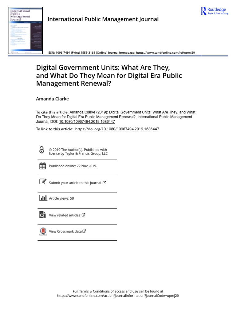CLARKE - Digital Government Units - 2019 | PDF | E Government | Governance