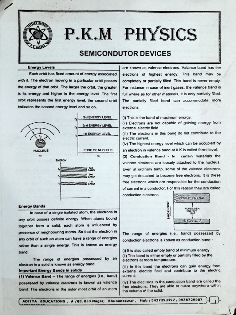Semi Conductor Notes | PDF | P–N Junction | Semiconductors