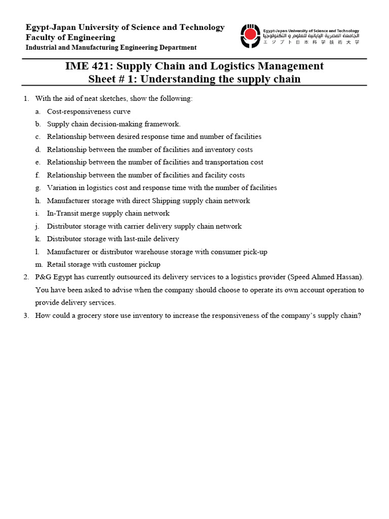Sheet - 1 Understanding Supply Chain | PDF