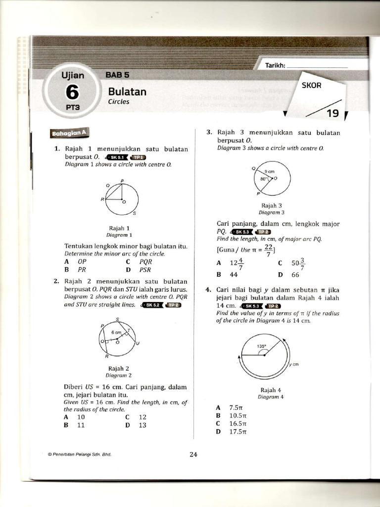 Math Form 2 Bab 5 Latihan Bulatan Part 3 | PDF