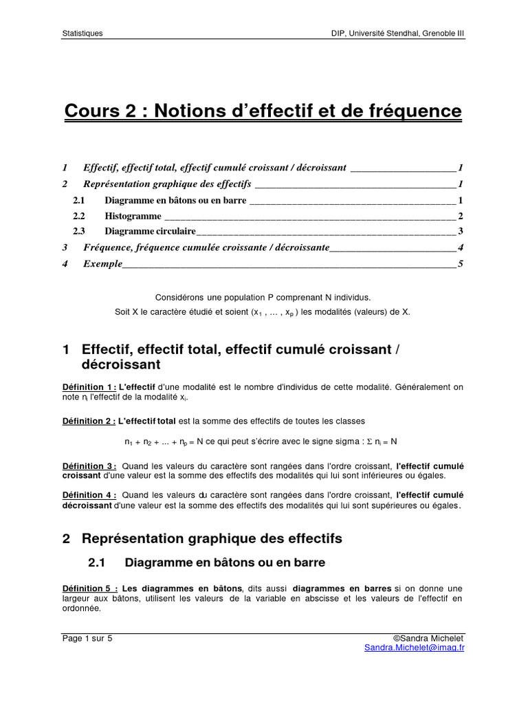 Cours2 NotionEffectifFrequence | PDF