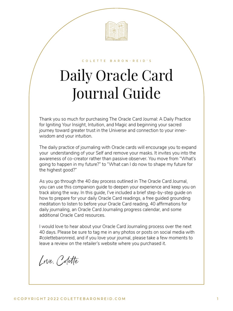 Daily Oracle Card Journal Guide | PDF | Self-Improvement