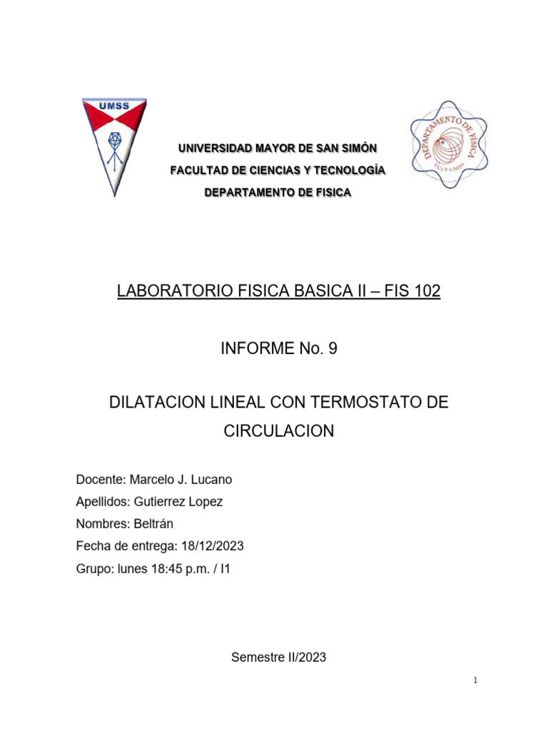 Informe 9 Dilatacion | PDF Informe 9 Dilatacion | PDF