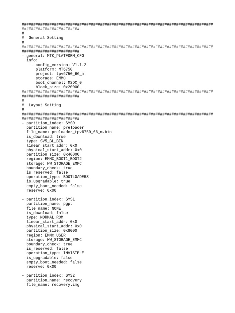 MT6750 Android Scatter Configuration | PDF