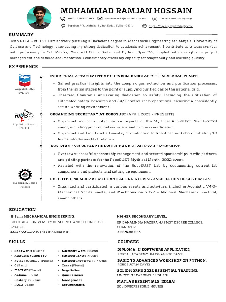 Mechanical Engineering Student Profile | PDF | Computers
