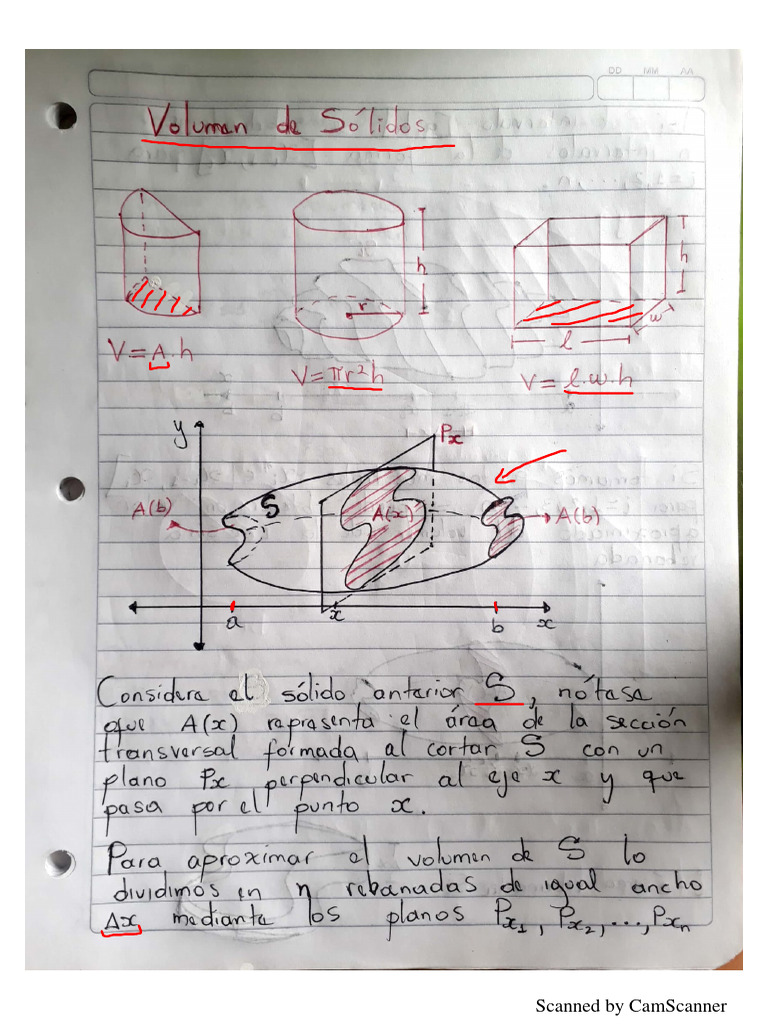 Clase 12. Volumen de Sólidos en Revolución. | PDF