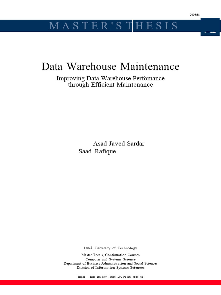Data Warehouse Maintenance Plan | PDF | Data Warehouse | Databases