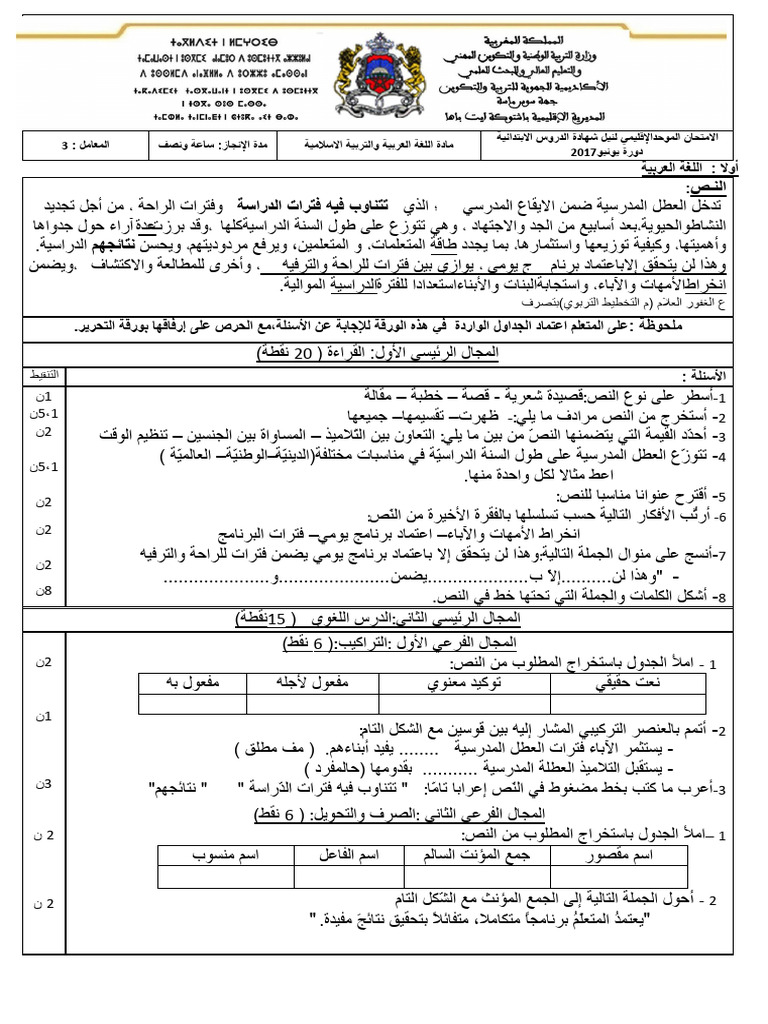 Shtoka Aait Baha 2017 Almodhoa 1 | PDF