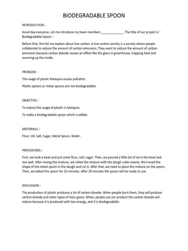 Biodegradable Spoon | PDF