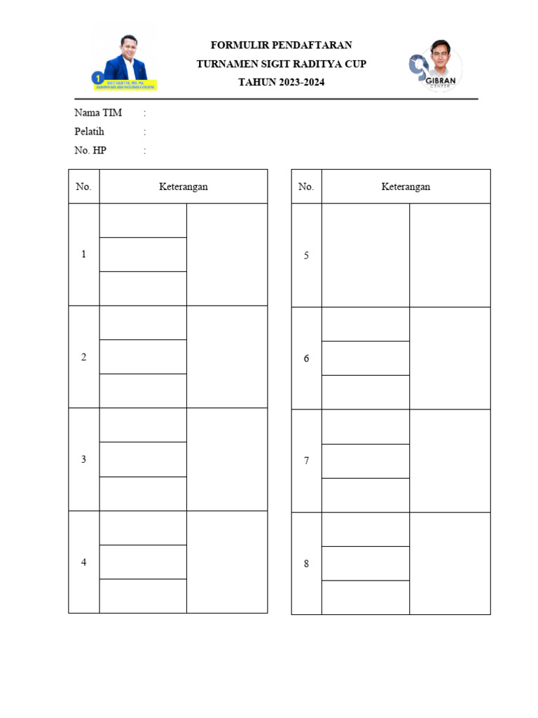 Formulir Pendaftaran Tim | PDF