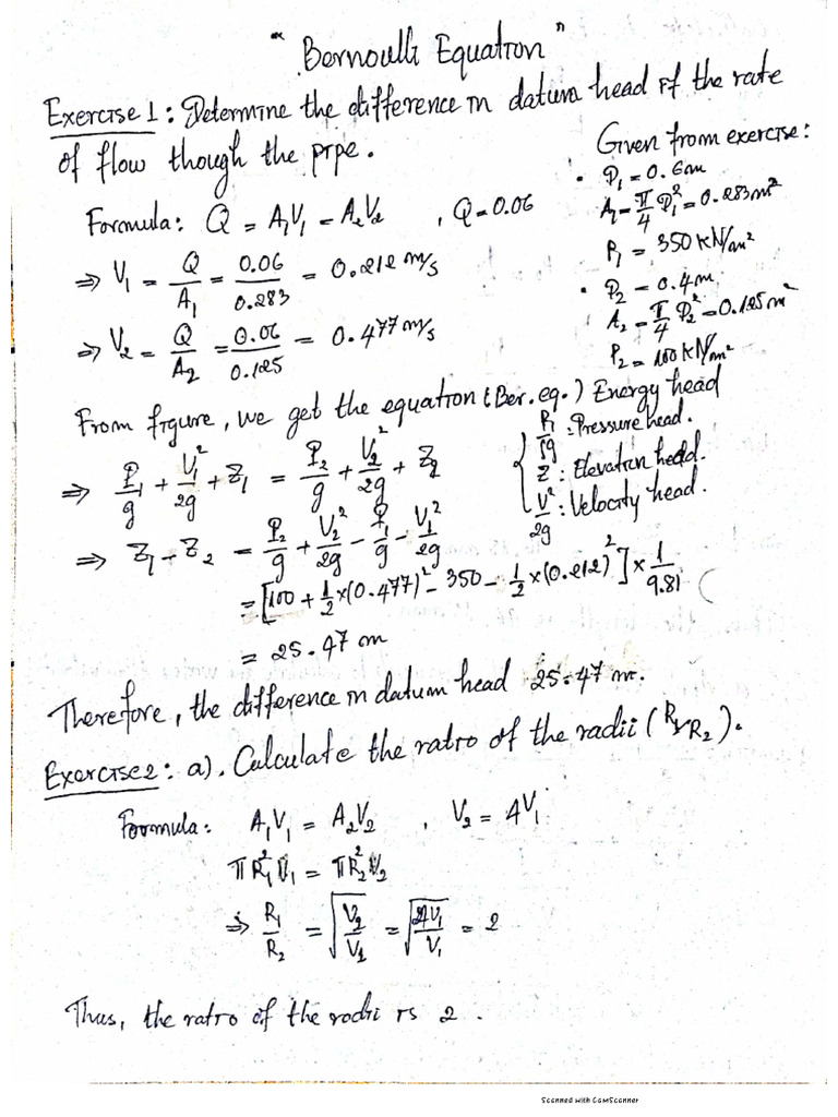 TD3-4 Bernoulli's Equation | PDF
