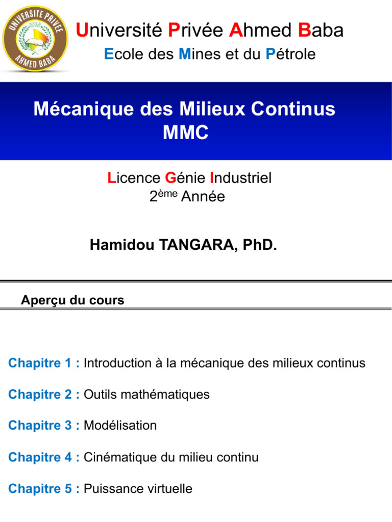 Mecanique Milieux Continue-UPAB | PDF