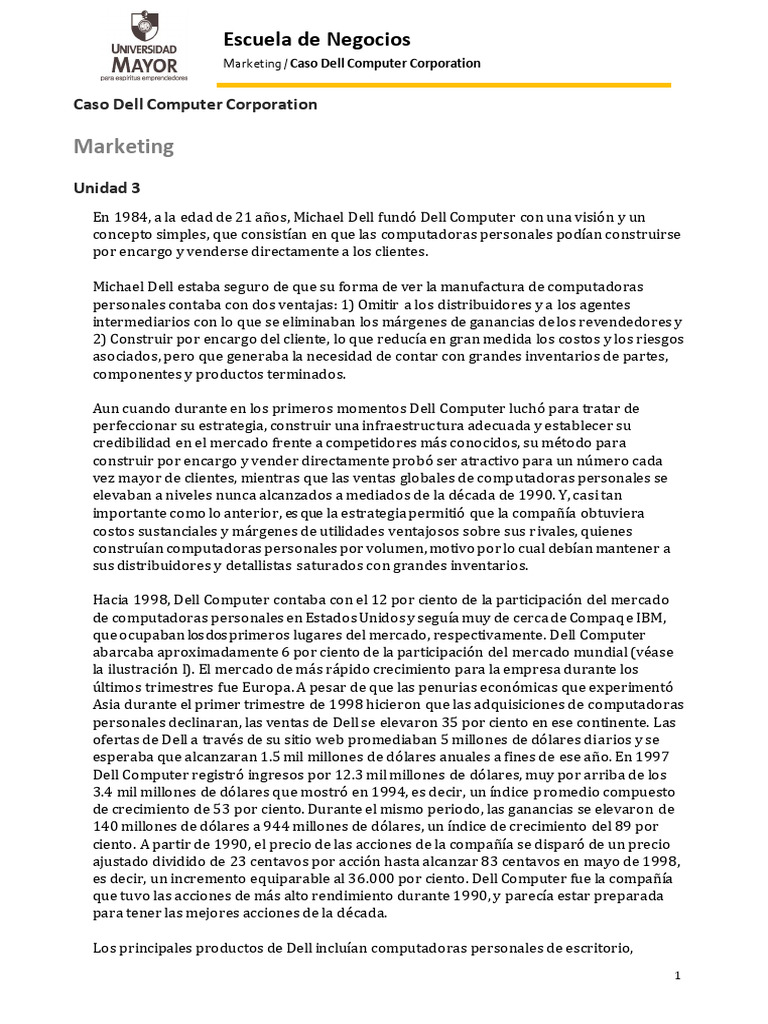 Caso Dell Computer Unidad 3 | PDF