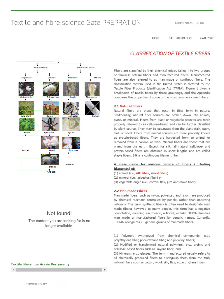 CLASSIFICATION OF TEXTILE FIBERS - Textile and Fibre Science Gate ...