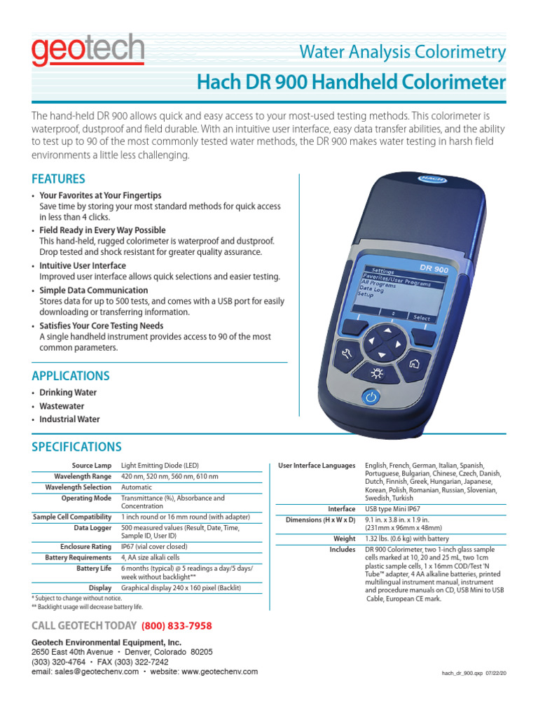 Hach DR 900 | PDF | Nitrate | Chlorine