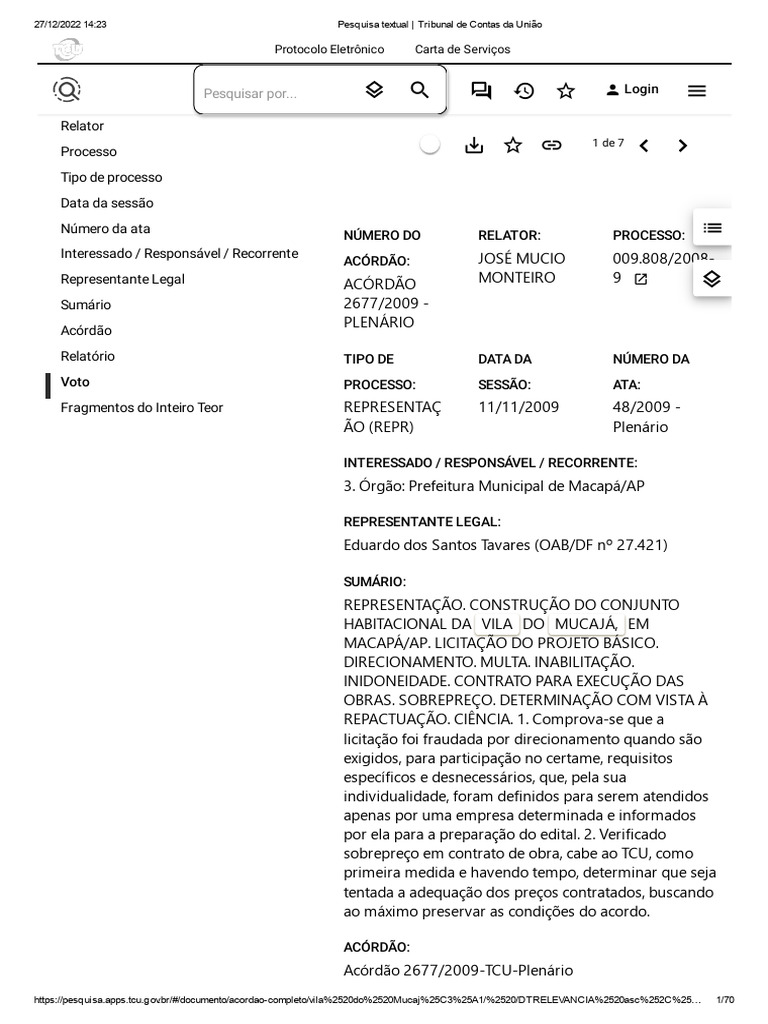 Pesquisa Textual - Tribunal de Contas Da União | PDF