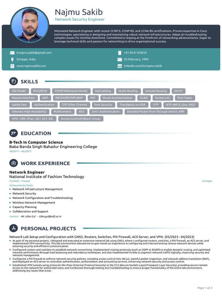 Network Security Engineer Profile | PDF | Art